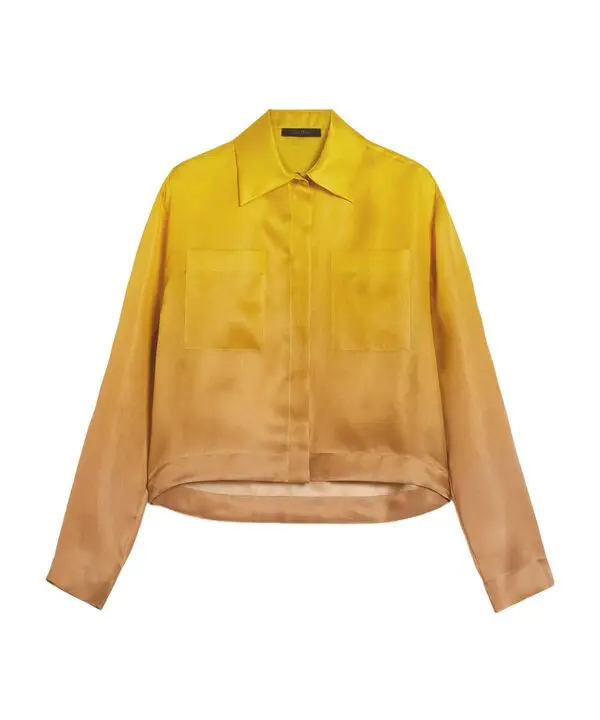 Max Mara Davina Organza Shirt With Drop Shoulder And Asymmetrical Hem - Golden
