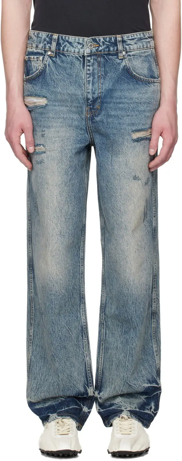 REPRESENT Distressed Baggy Jeans - Gray