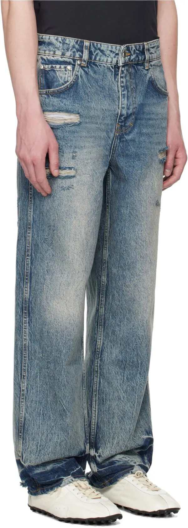 REPRESENT Distressed Baggy Jeans - Gray