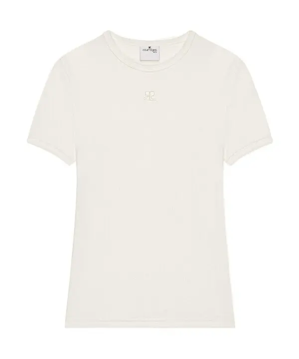 COURREGES Courrèges Logo Slim T-shirt - Light Bone Color