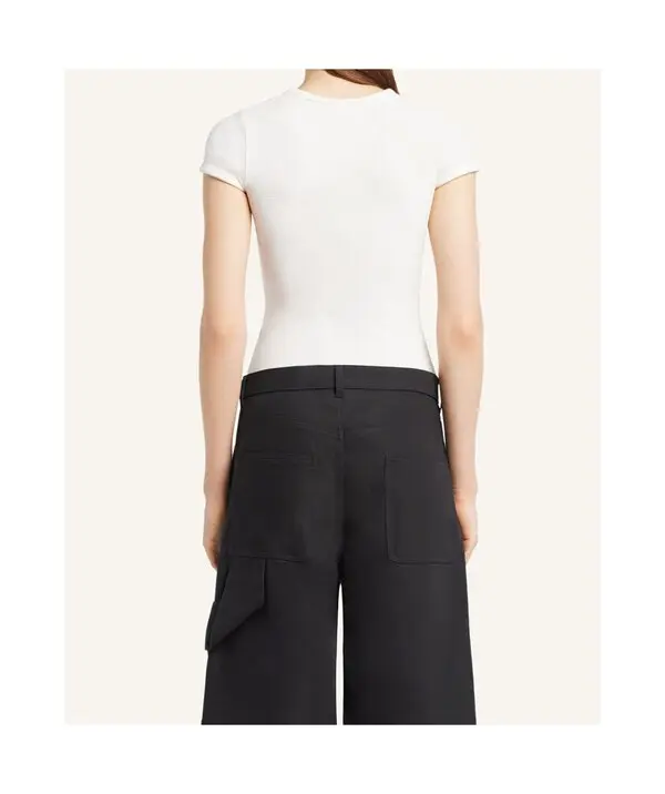 COURREGES Embroidered Logo T-shirt - Light Bone Color