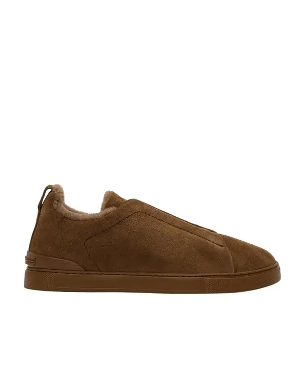 Zegna Low-top Deerskin Slip-on Sneakers