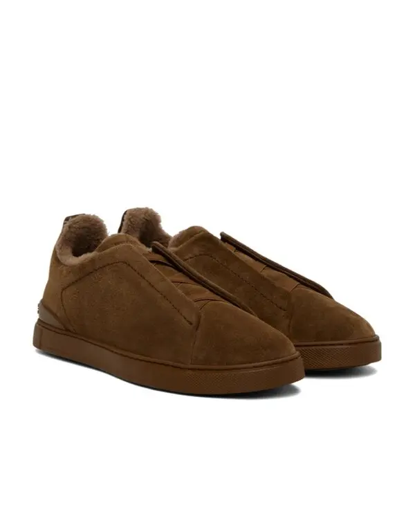 Zegna Low-top Deerskin Slip-on Sneakers