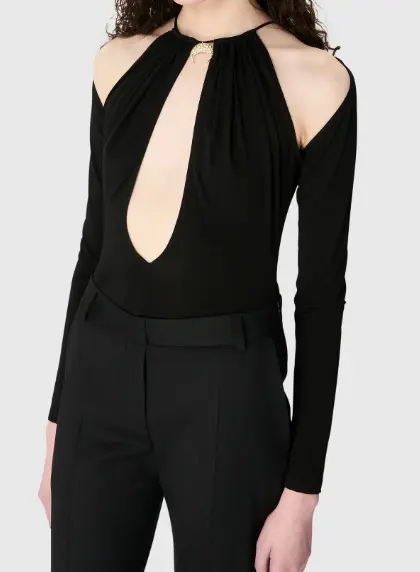 MARINE SERRE Long-sleeved Bodysuit With Keyhole Detail