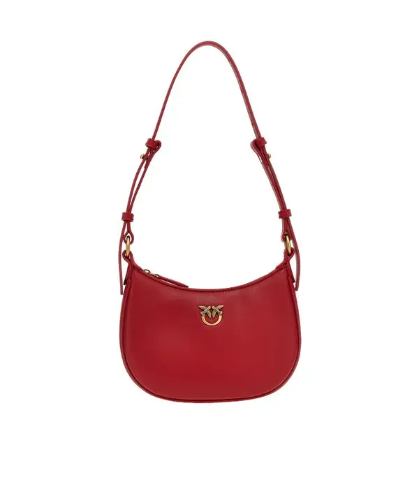 Pinko Half Moon Mini Shoulder Bag With Signature Buckle - Red