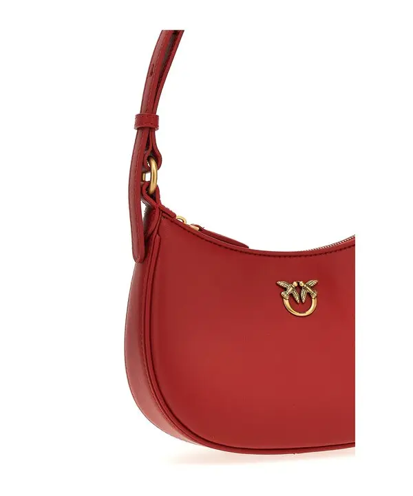 Pinko Half Moon Mini Shoulder Bag With Signature Buckle - Red