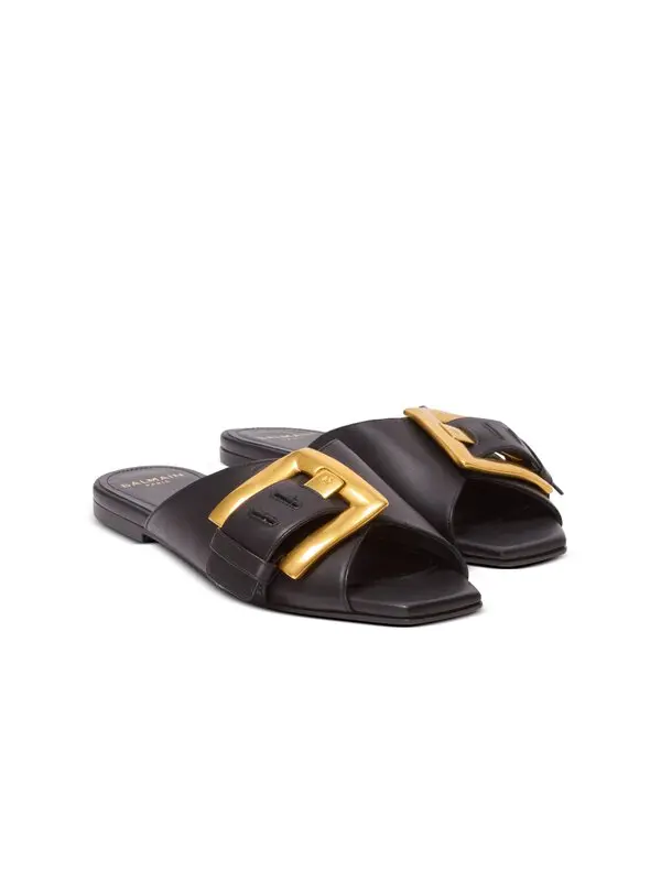 Balmain Anthem Sandals With Gold-plated Buckle - Black