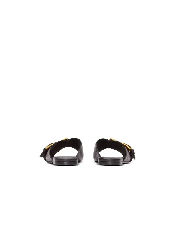 Balmain Anthem Sandals With Gold-plated Buckle - Black