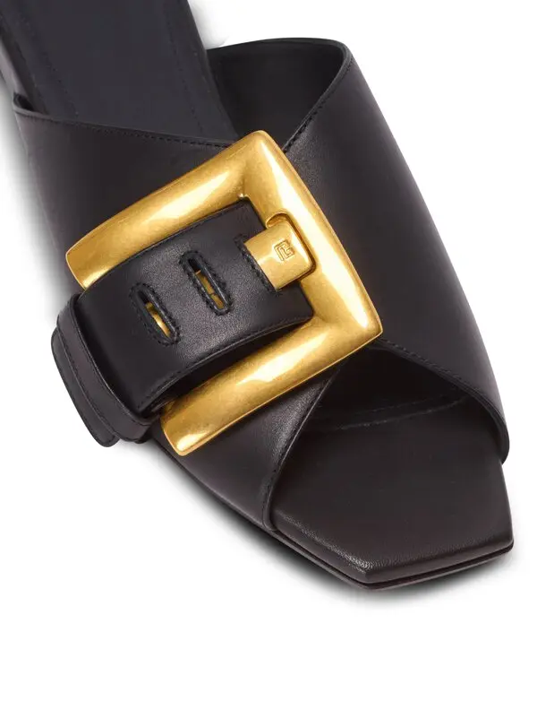 Balmain Anthem Sandals With Gold-plated Buckle - Black