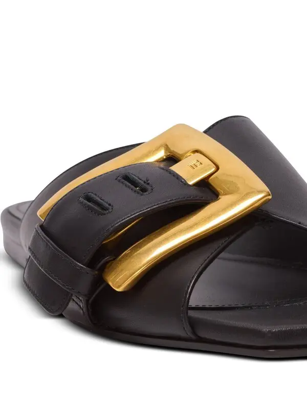 Balmain Anthem Sandals With Gold-plated Buckle - Black