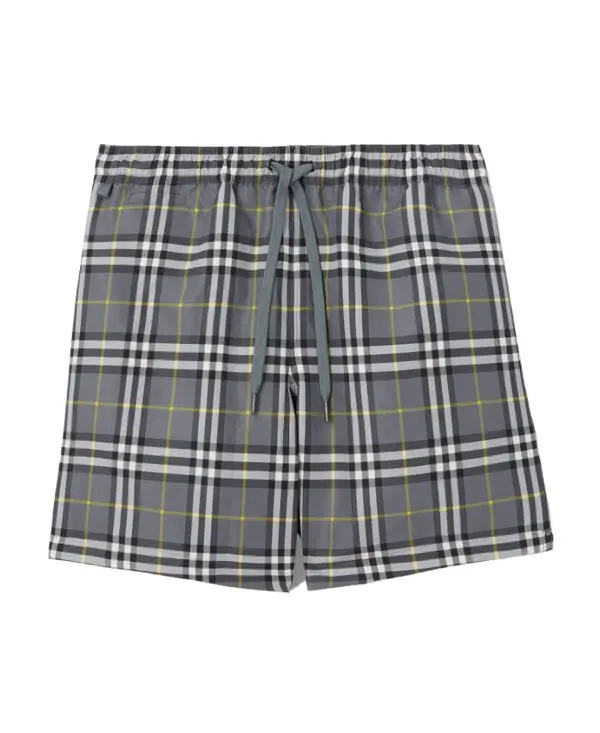 Burberry Checked Drawstring Swim Shorts - Gray