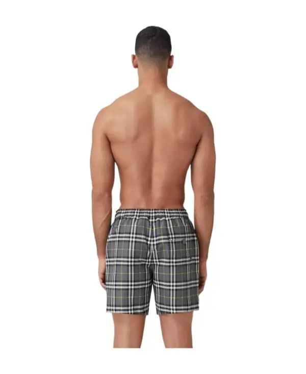 Burberry Checked Drawstring Swim Shorts - Gray