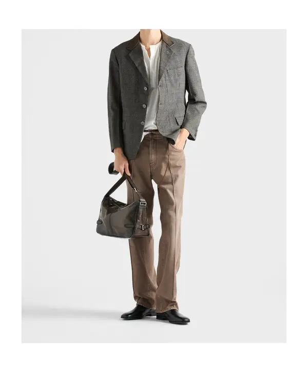 Prada Five-pocket Washed Denim Jeans With Ironed Pleats - Brown