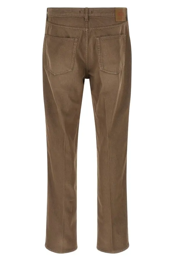 Prada Five-pocket Washed Denim Jeans With Ironed Pleats - Brown