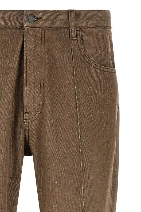 Prada Five-pocket Washed Denim Jeans With Ironed Pleats - Brown