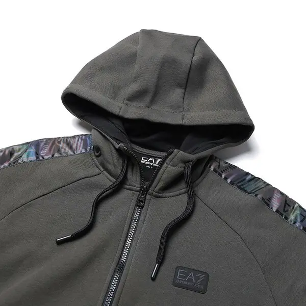 EA7 Zip-up Hooded Jacket With Logo Detail