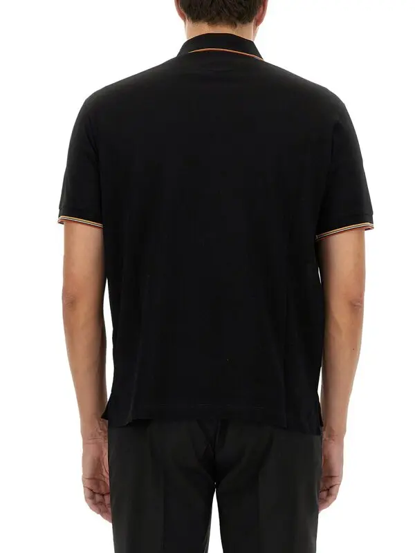 Paul Smith Signature Stripe Trim Zip Polo Shirt