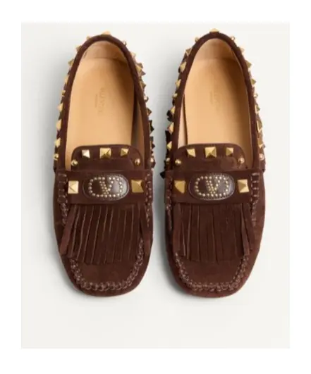 Valentino Garavani Rockstud Square Toe Loafers - Fondant