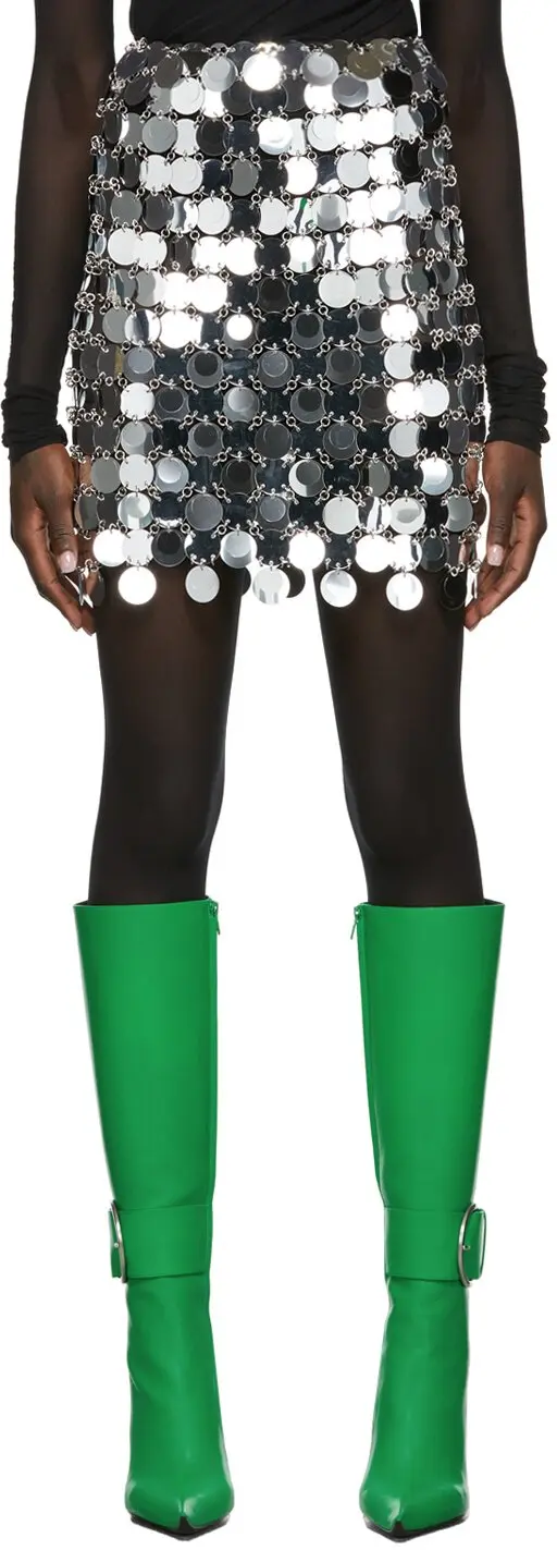 Rabanne Asymmetric Circular-disc Mini Skirt - Gray