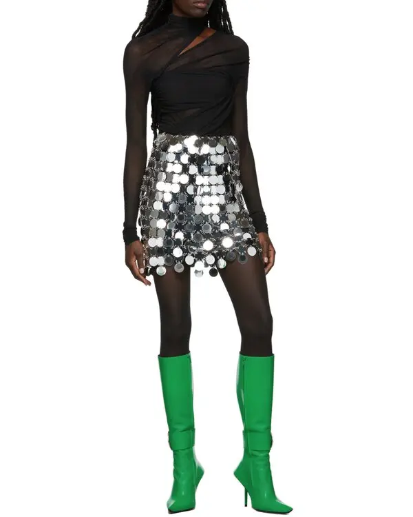 Rabanne Asymmetric Circular-disc Mini Skirt - Gray