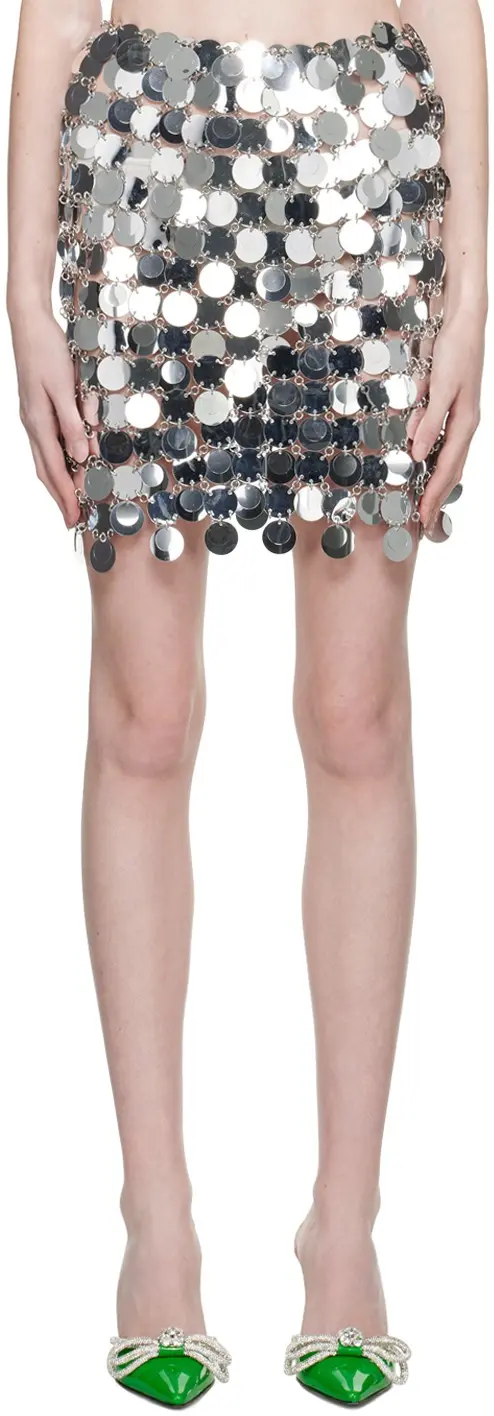 Rabanne Asymmetric Circular-disc Mini Skirt - Gray