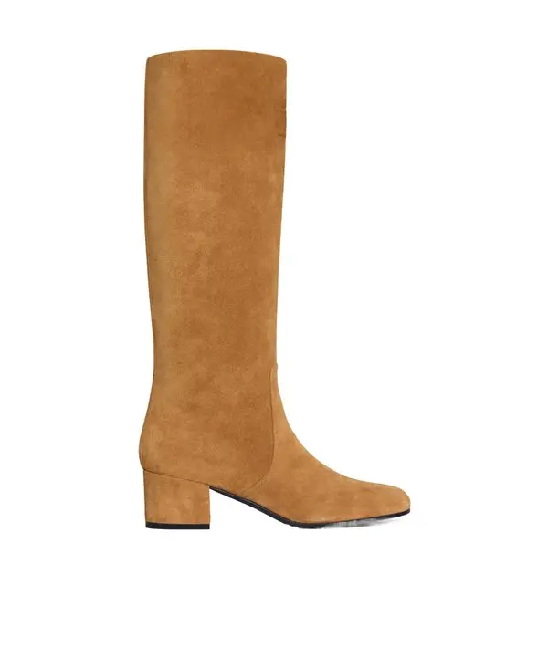 Celine Les Bottes Triomphe High Boot In Suede Calfskin - Brown