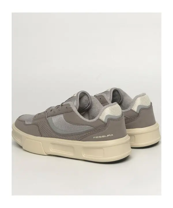 FESSURA Low-cut Lace-up Sneakers With Round Toe - Grey