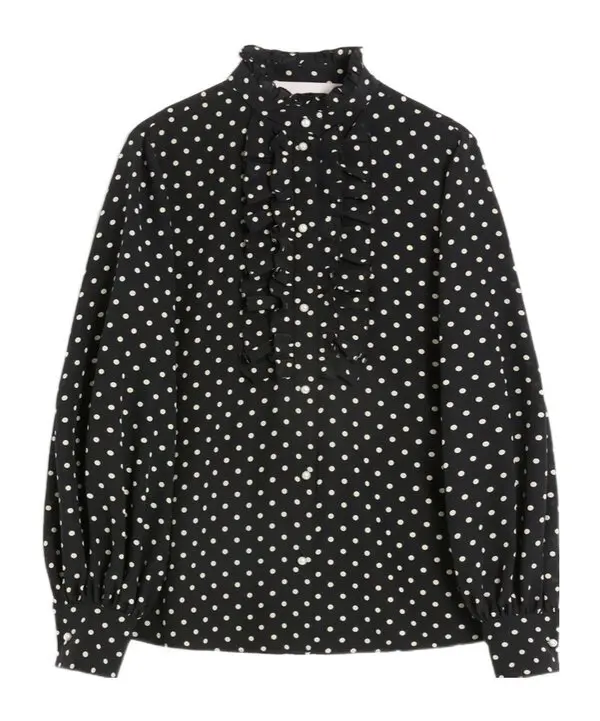 Valentino Garavani Crepe De Chine Shirt With Plusdepois Print - Black/birch