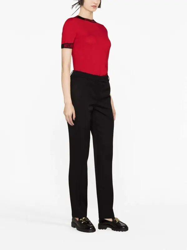 Moschino Virgin Wool Tailored Trousers With Belt Ring Detail