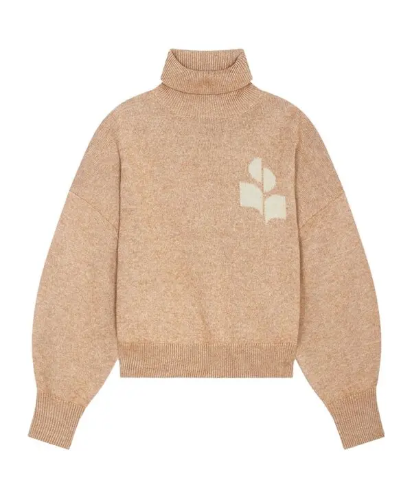 Isabel Marant Étoile Roll Neck Knitted Jumper With Logo - Camel