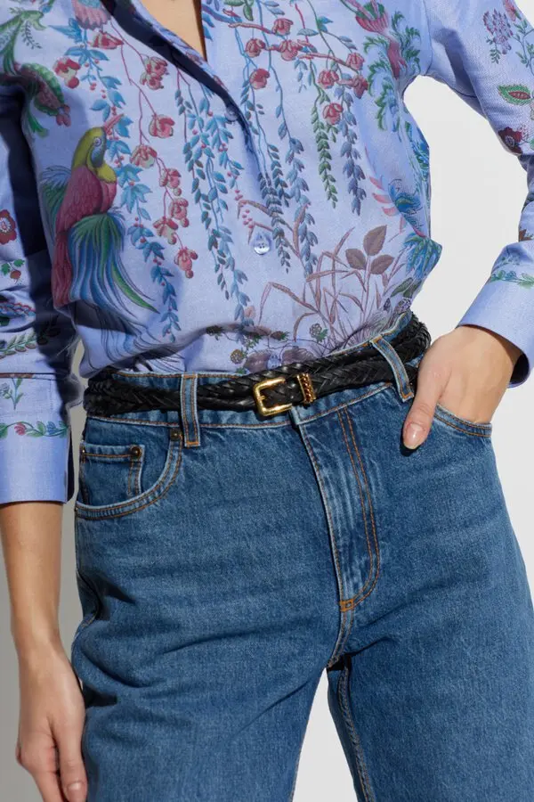 Etro Braided Leather Belt With Buckle Closure