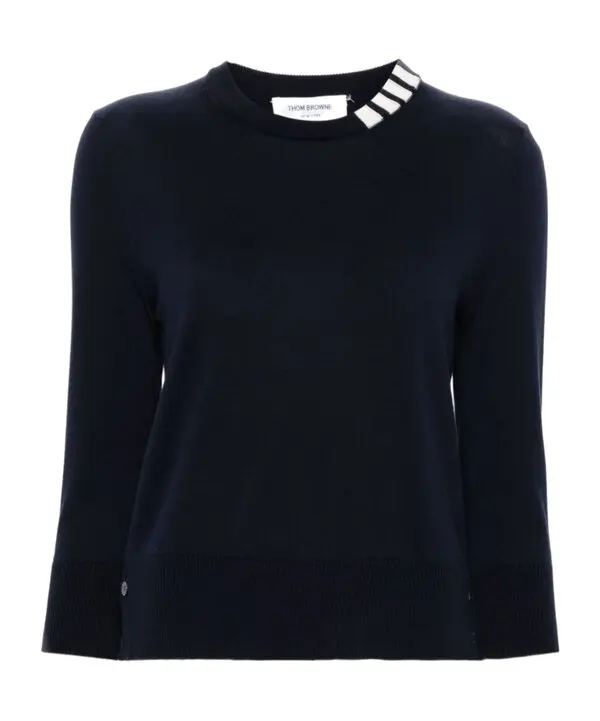 Thom Browne 4-bar Stripe Crewneck Jumper - Navy Blue