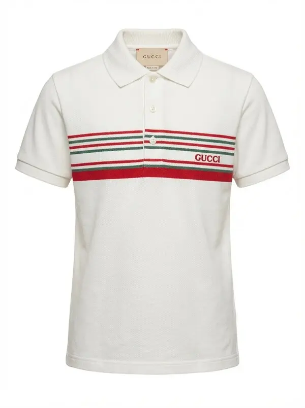 Gucci Embroidered Logo Detail Polo Shirt - White