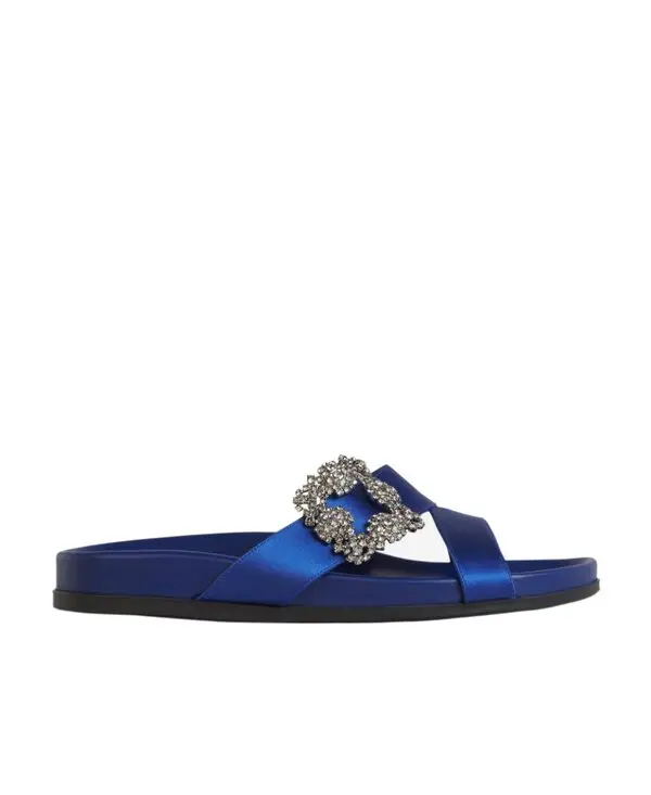 Manolo Blahnik Jewel Buckle Flat Slides