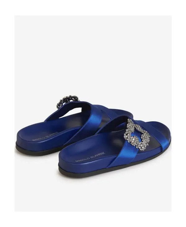 Manolo Blahnik Jewel Buckle Flat Slides
