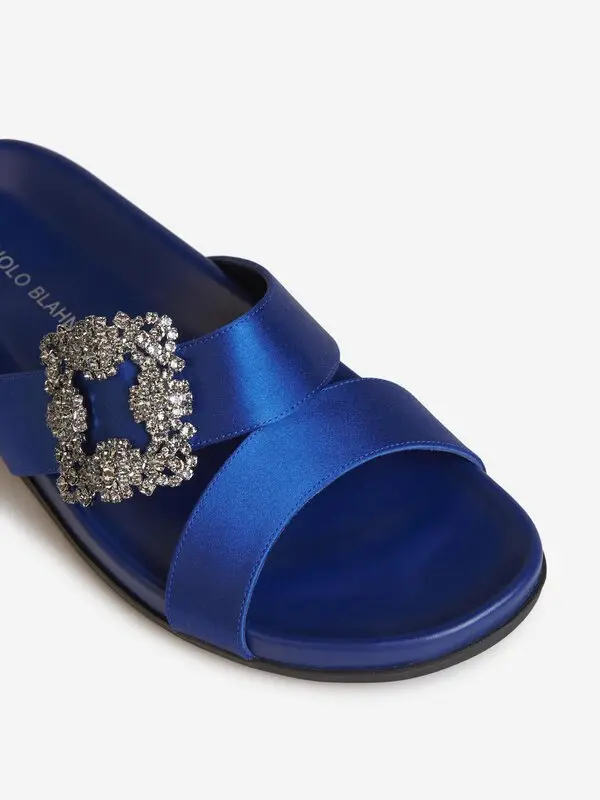 Manolo Blahnik Jewel Buckle Flat Slides