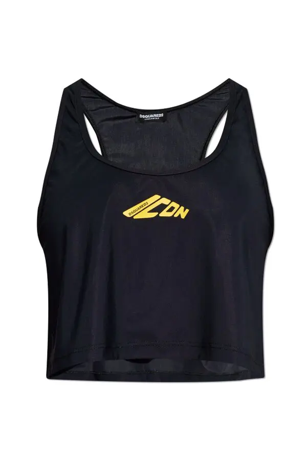 Dsquared2 Sleeveless Round Neck Short Top - Black