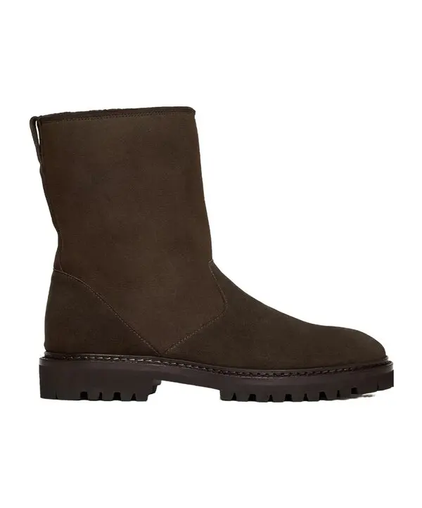 SCAROSSO Paul Shearling-lined Boots - Dark Brown