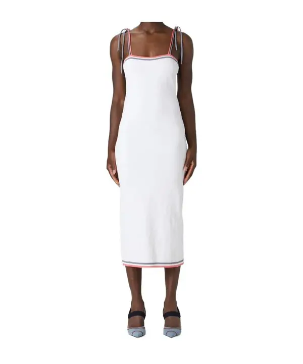 Fendi Classic Logo Print Midi Dress - White
