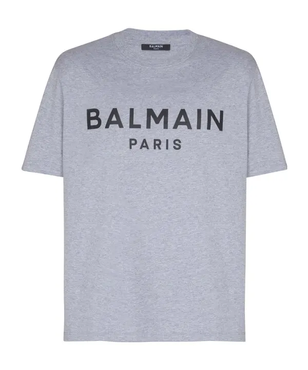 Balmain Logo Printed Crewneck T-shirt - Grey