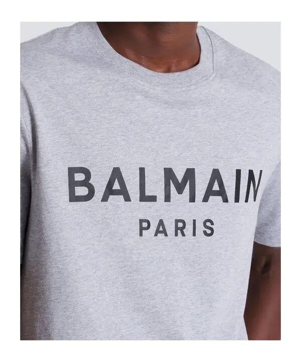 Balmain Logo Printed Crewneck T-shirt - Grey