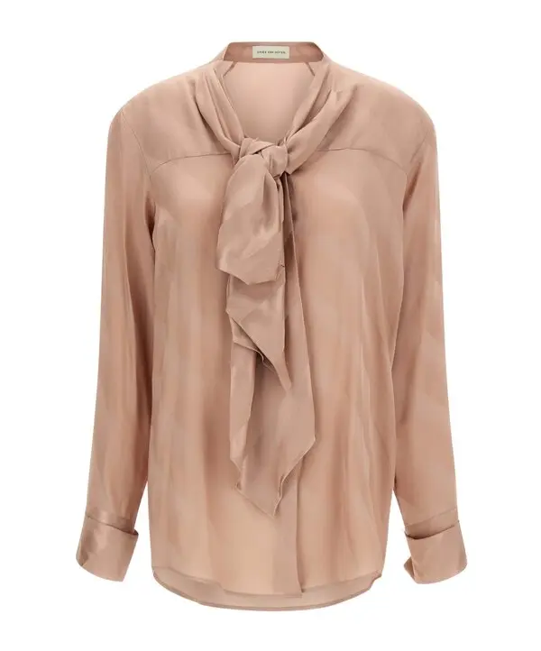 Dries Van Noten Curby Shirt With Bow Detail - Pink