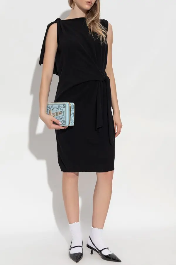 Moschino Sleeveless Dress With Tie Waist And Asymmetrical Shoulder Ties