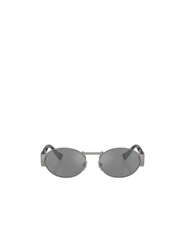 Versace Oval Sunglasses With Logo Detail - Gray