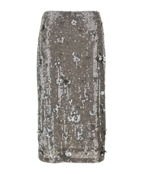P.a.r.o.s.h Sequin Embellished Midi Skirt - Gray