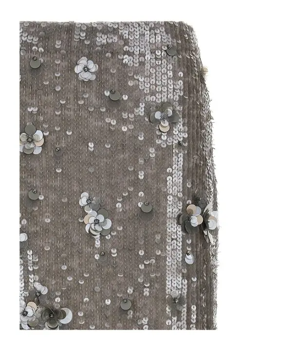 P.a.r.o.s.h Sequin Embellished Midi Skirt - Gray
