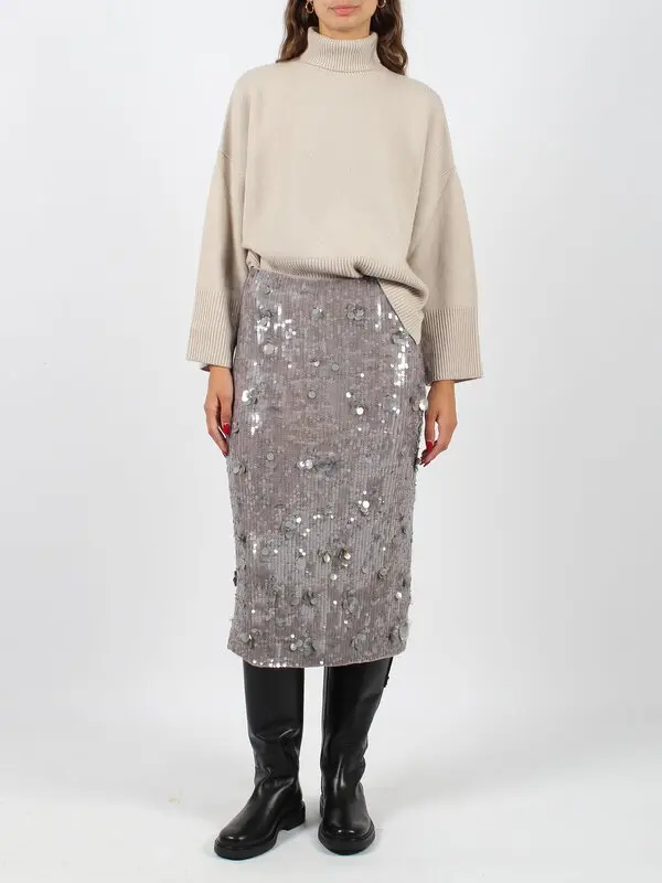 P.a.r.o.s.h Sequin Embellished Midi Skirt - No