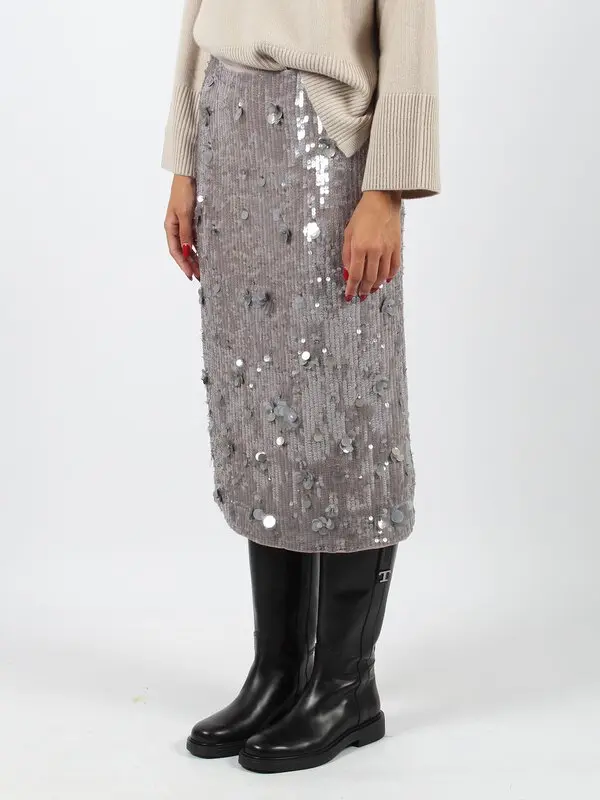 P.a.r.o.s.h Sequin Embellished Midi Skirt - No