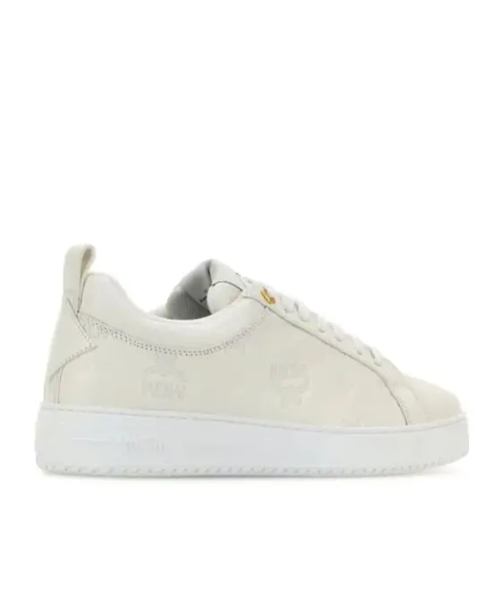 Mcm Logo Embossed Lace-up Sneakers - White
