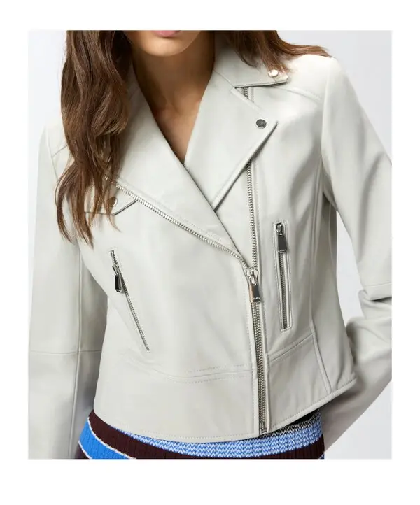 Pinko Logo Detailed Zipped Leather Jacket